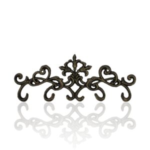 30go decorative cast iron wall hook rack with 6 sturdy hooks for keys, hats, bags | vintage design hanger for home decor | key hangers for wall | includes screws and anchors