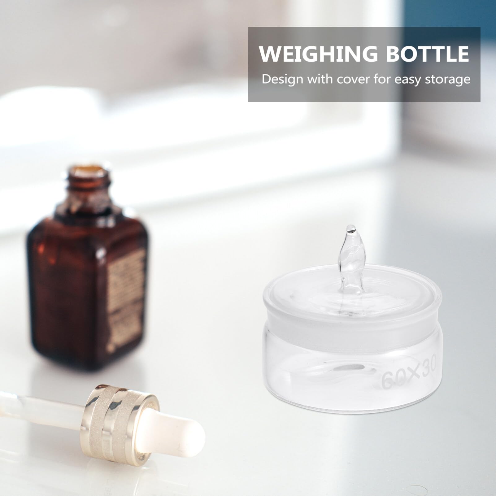 Scicalife Glass Weighing Bottle In Low Form with Interchangeable Ground Stopper Weighing Specific Gravity Bottle Laboratory Equipment 60 * 30mm