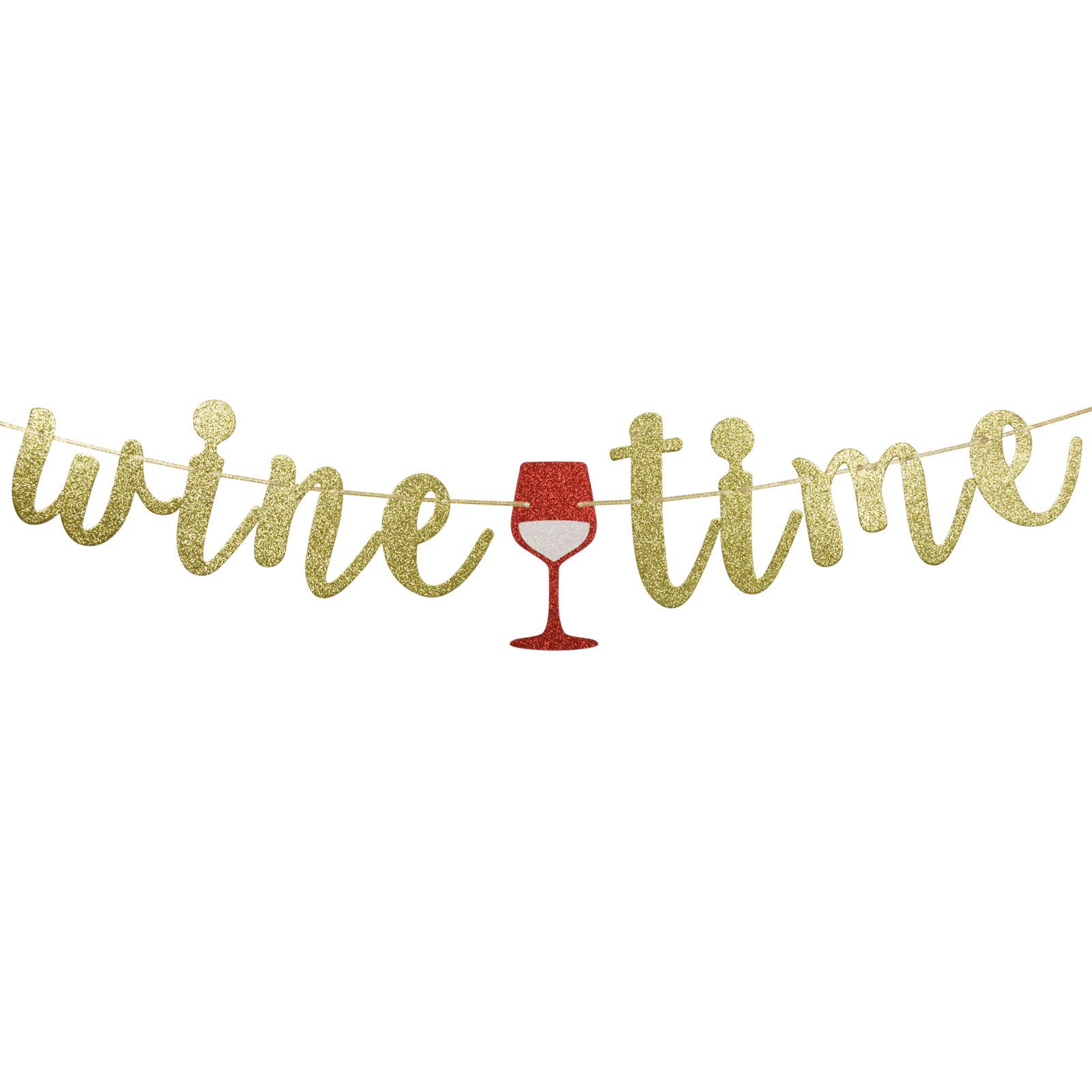 Glitter Wine Time Banner,Wine Tasting Party,Whisky and Wine Themed Birthday Party Decor