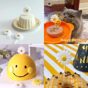 Daisy Birthday Candles, Daisy Candles with Smile Faces, Cake Decorations Cake Toppers - 5 Pcs