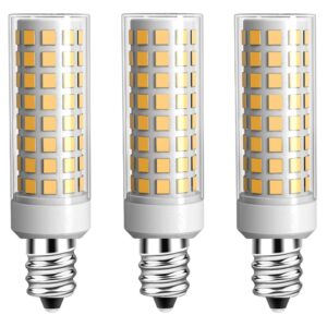 luhmq 3-pack e11 led bulbs e11 mini candle holder base e11 chandeliers ceiling fan light jd e11 bulb 7w(70w halogen bulb equivalent) 700lm ac120v for cabinet lighting,sconce&more(warm white 3000k)