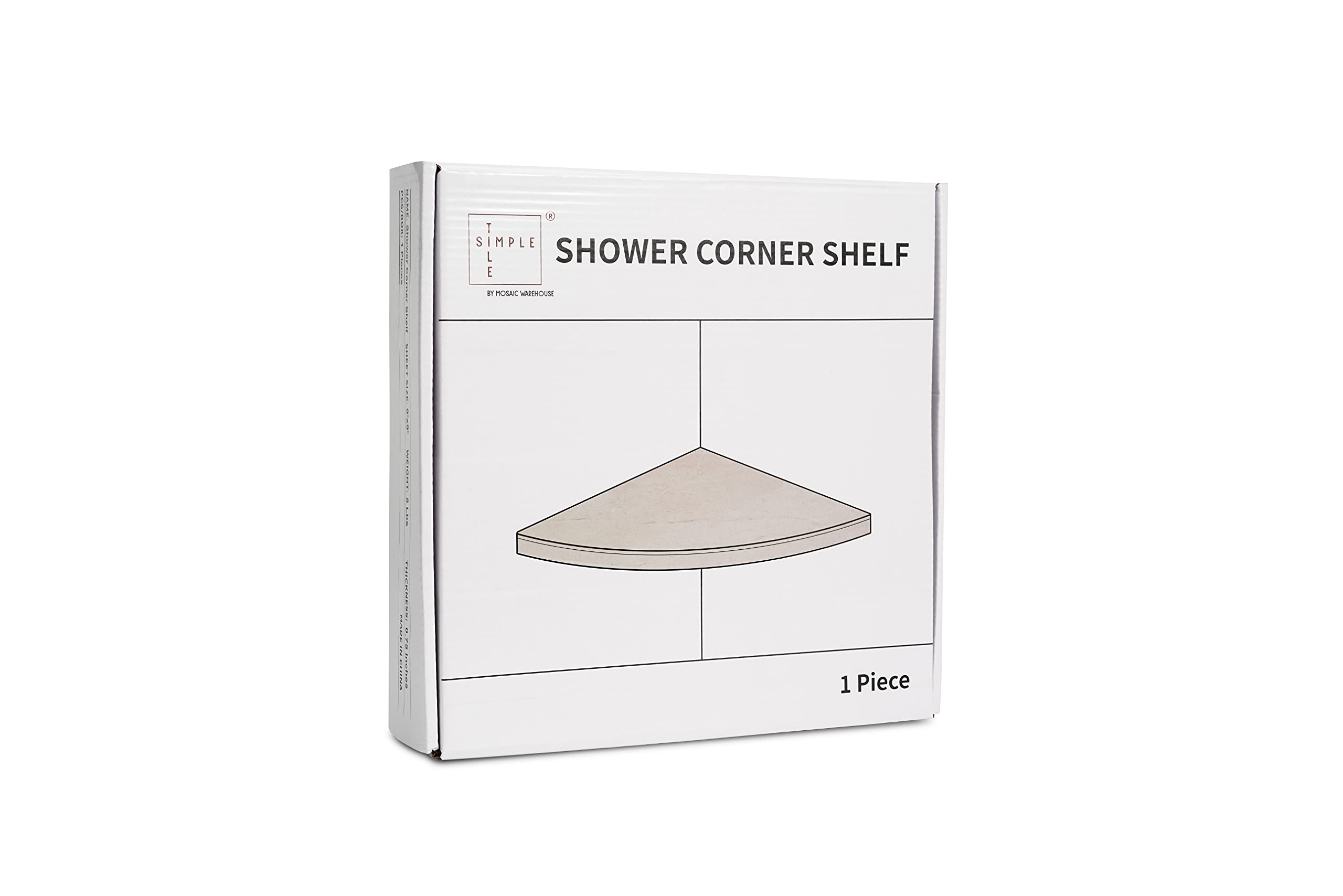 Simple Tile - Genuine Marble Corner Shelf for Bathroom Shower Wall, 9"X9"X5/8", Both Sides Polished (CMMT9SHE - Crema Marfil)