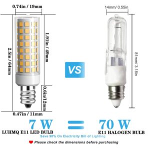 LUHMQ 3-Pack E11 LED Bulbs e11 Mini Candle Holder Base e11 Chandeliers Ceiling Fan Light JD E11 Bulb 7W(70W Halogen Bulb Equivalent) 700LM AC120V for Cabinet Lighting,Sconce&More(Warm White 3000K)