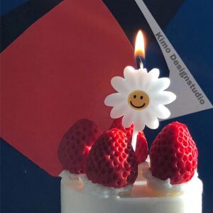 Daisy Birthday Candles, Daisy Candles with Smile Faces, Cake Decorations Cake Toppers - 5 Pcs