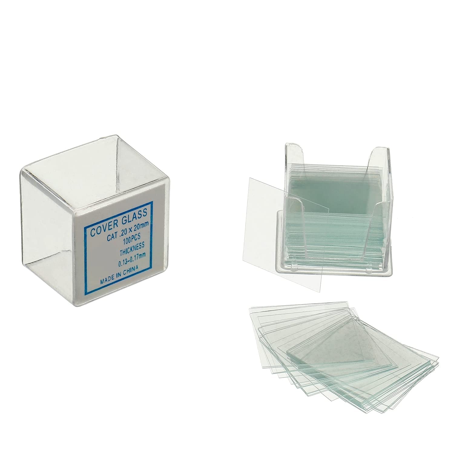 HUAREW 50 Pcs Ground Edge Pre-Cleaned Microscope Slides and 100 Pcs Pre-Cleaned Microscope Cover Glasses with 4 Plastic Droppers