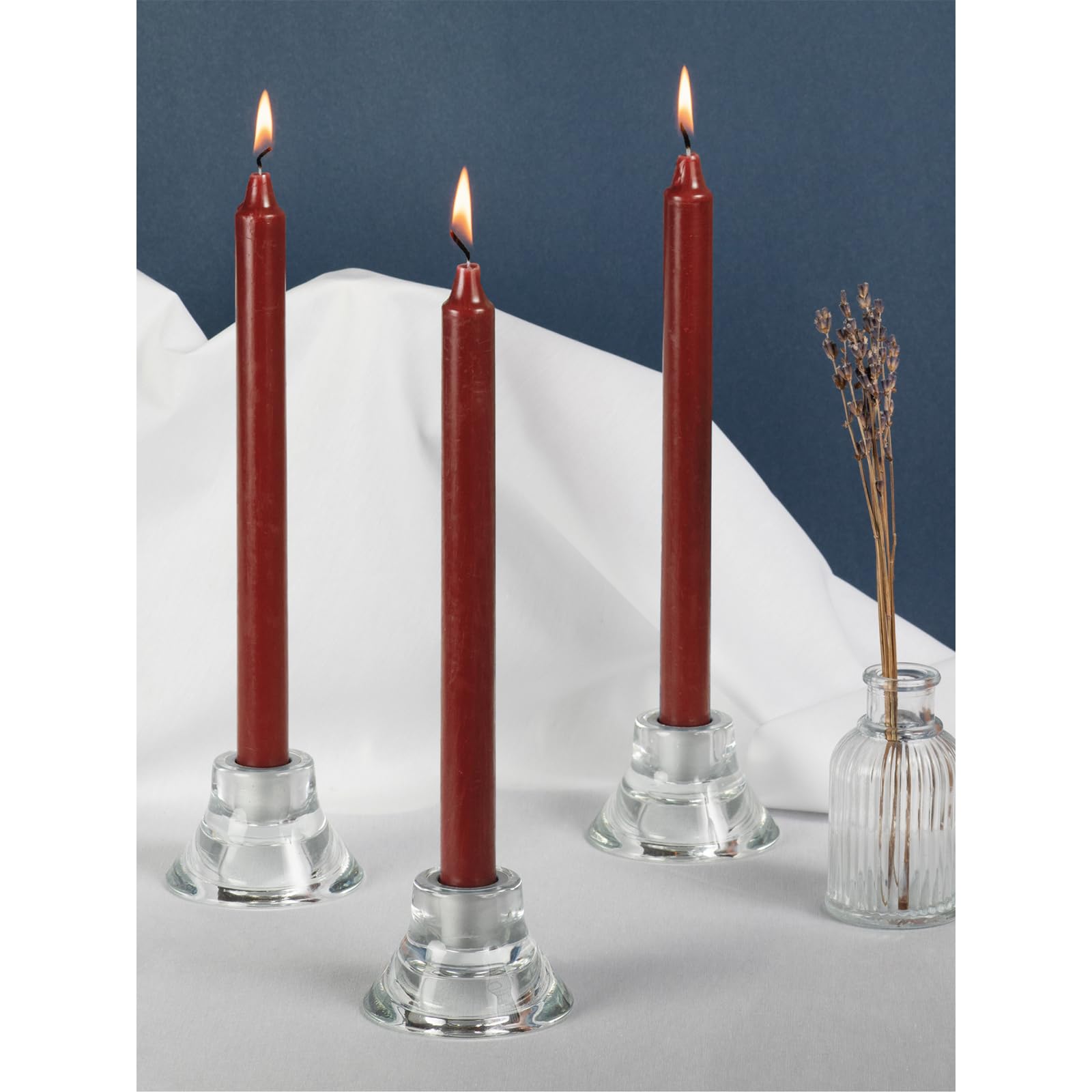 CANDWAX Bordeaux Taper Candles Pack of 12 - Straight Candles 10 inch Ideal as Unscented Candles, Dinner Candles and Table Candles - Slow Burning Candles Dripless - Smokeless Long Candlesticks