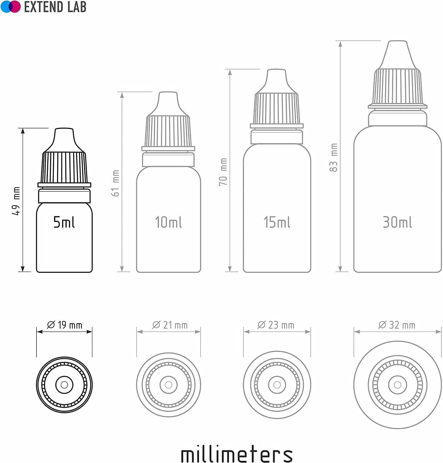 EXTEND LAB 10 PCS 5ml Plastic Dropper Bottle - Squeezable Eye Dropper Bottles - Refillable Mini Dropper Bottles with Srew Cap - Ideal for Essence, Oil