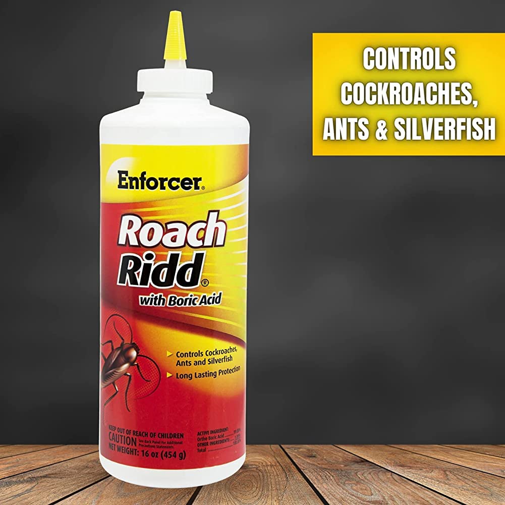 Enforcer Roach Ridd with Boric Acid 16 Oz (Case of 12) - Long Lasting Protection for Cockroaches, Ants and Silverfish