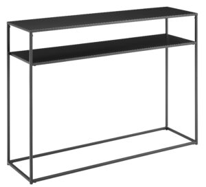 crosley furniture braxton sofa console table with storage shelf for hall, entryway, or living room, matte black