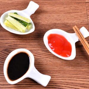 Woonsoon 10Pcs Ceramic Chopsticks Holder，Chinese Porcelain Chopstick Rest Spoon Fork Knife Stand Sauce Dish