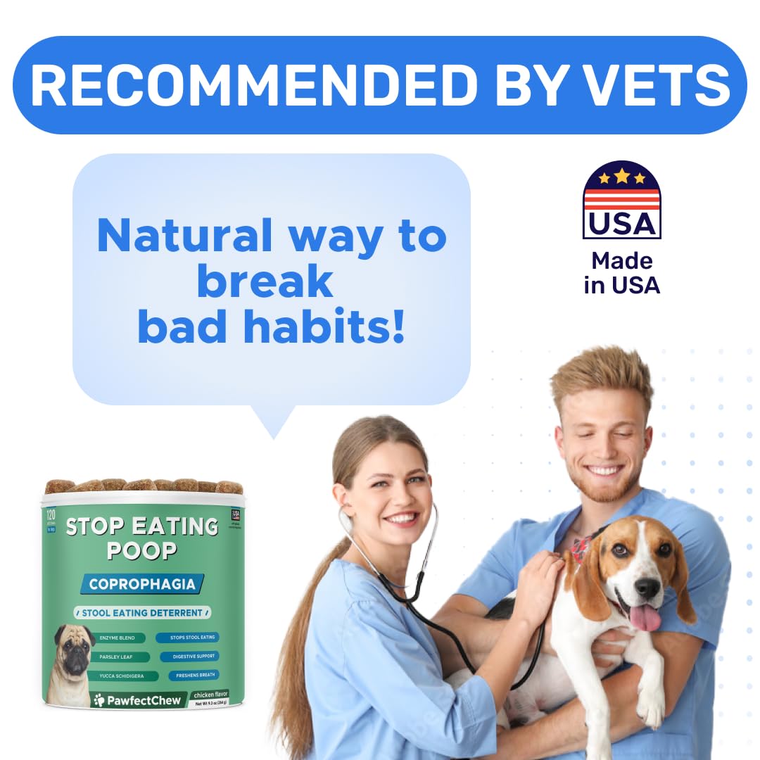 PAWFECTCHEW Probiotics for Dogs - Chewable Probiotics Chews + Digestive Enzymes - Relieves Diarrhea, Gas, Constipation - Improve Digestion, Prevent Coprophagia - Made in USA