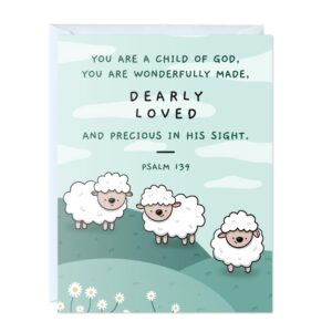 easter card, baptism card, religious bible quote prayer, christian first communion, christening baby shower, confirmation (you are a child of god, you are wonderfully made, dearly loved)