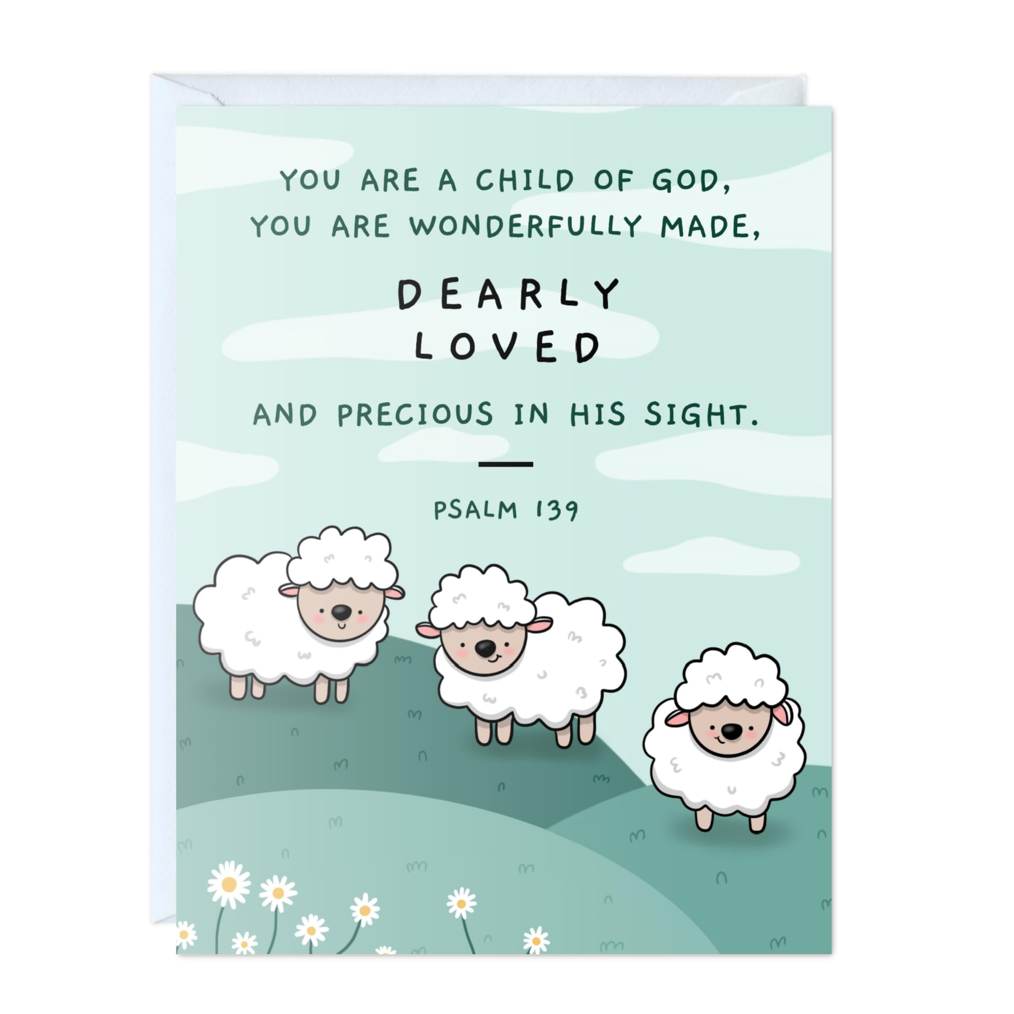 Easter Card, Baptism Card, Religious Bible Quote Prayer, Christian First Communion, Christening Baby Shower, Confirmation (You Are a Child of God, You are Wonderfully Made, Dearly Loved)