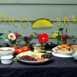 HAKPUOTR Taco Bar Banner with Cactus and Taco, Mexican Theme Birthday/Baby Shower/Bridal Shower/Engagement, Party Decorations, Fiesta Themed Party Taco Bar Décor