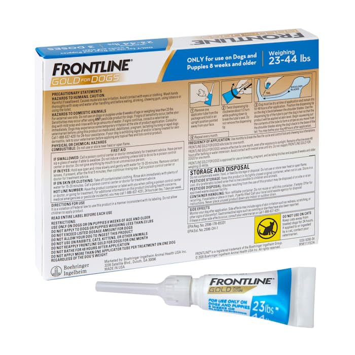 Frontline Gold Flea & Tick Treatment for Medium Dogs Up to 23 to 44 lbs. Pack of 3