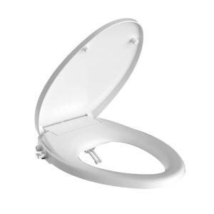 r&t non-electric bidet toilet seat elongated self-cleaning dual spray nozzles for rear & feminine wash