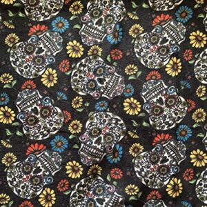 Day of The Dead Sugar Skulls Anti-Pill Premium No-Sew Throw Fleece Fabric Kit (72x60)