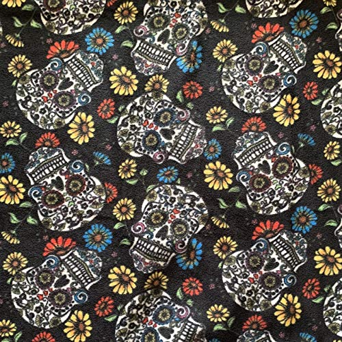 Day of The Dead Sugar Skulls Anti-Pill Premium No-Sew Throw Fleece Fabric Kit (72x60)