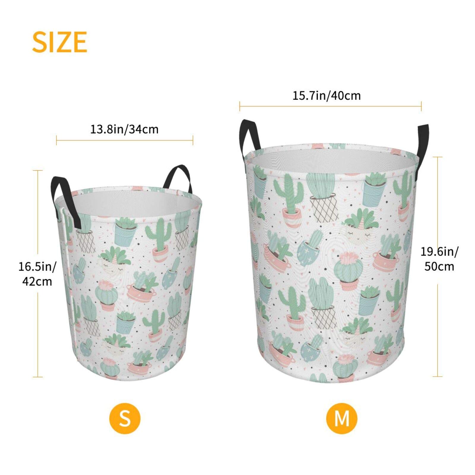 FeHuew Cute Cacti Succulents Pattern Collapsible Laundry Basket with Handle Waterproof Fabric Hamper Laundry Storage Baskets Organizer Large Bins for Dirty Clothes,toys,Bathroom