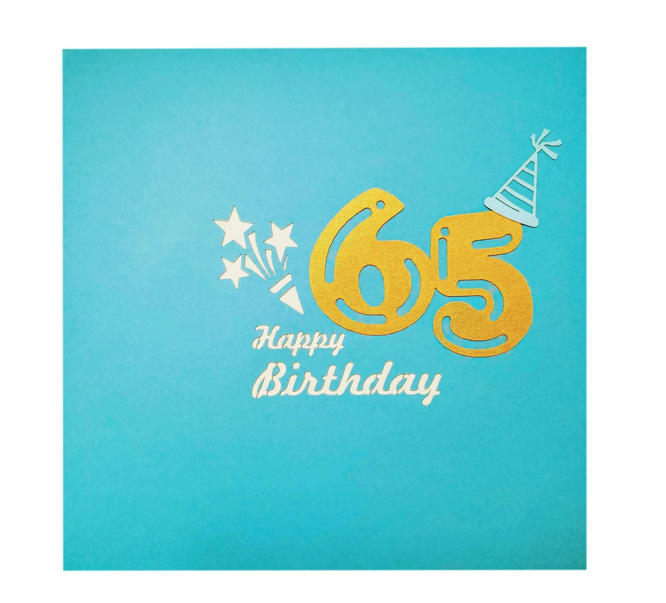 iGifts And Cards Happy 65th Blue Birthday Party Box 3D Pop Up Greeting Card – Sixty-Five, Awesome, Balloons, Unique, Celebration, Presents, Feliz Cumpleaños, Fun, Mom, Dad