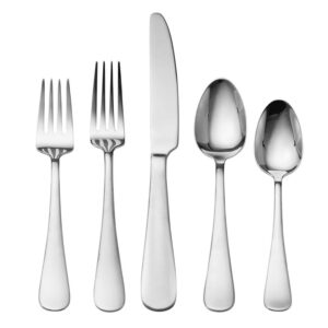 gourmet basics by mikasa symmetry 20 18/0 stainless steel flatware set, 42-piece