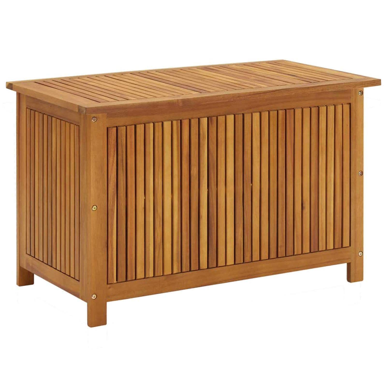 Tidyard Garden Storage Deck Box with Inner Poly Bag Acacia Wood Garden Container Cabinet Wooden Toolbox for Patio, Lawn, Poolside, Backyard Outdoor Furniture 35.4 x 19.7 x 22.8 Inches (W x D x H)