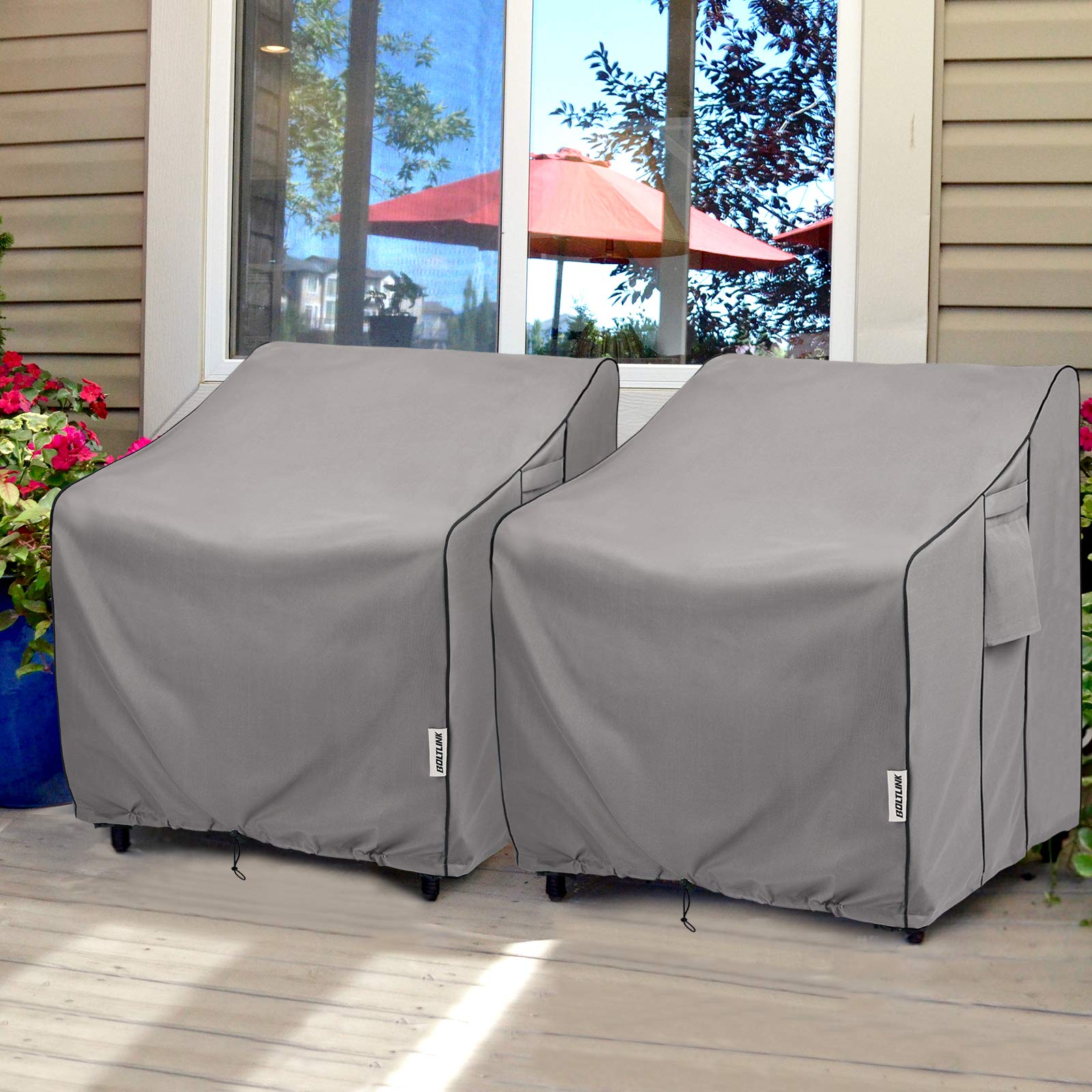 BOLTLINK Patio Chair Covers Waterproof, Heavy Duty Outdoor Furniture Covers Fits up to 32W x 37D x 36H inches -2 Pack