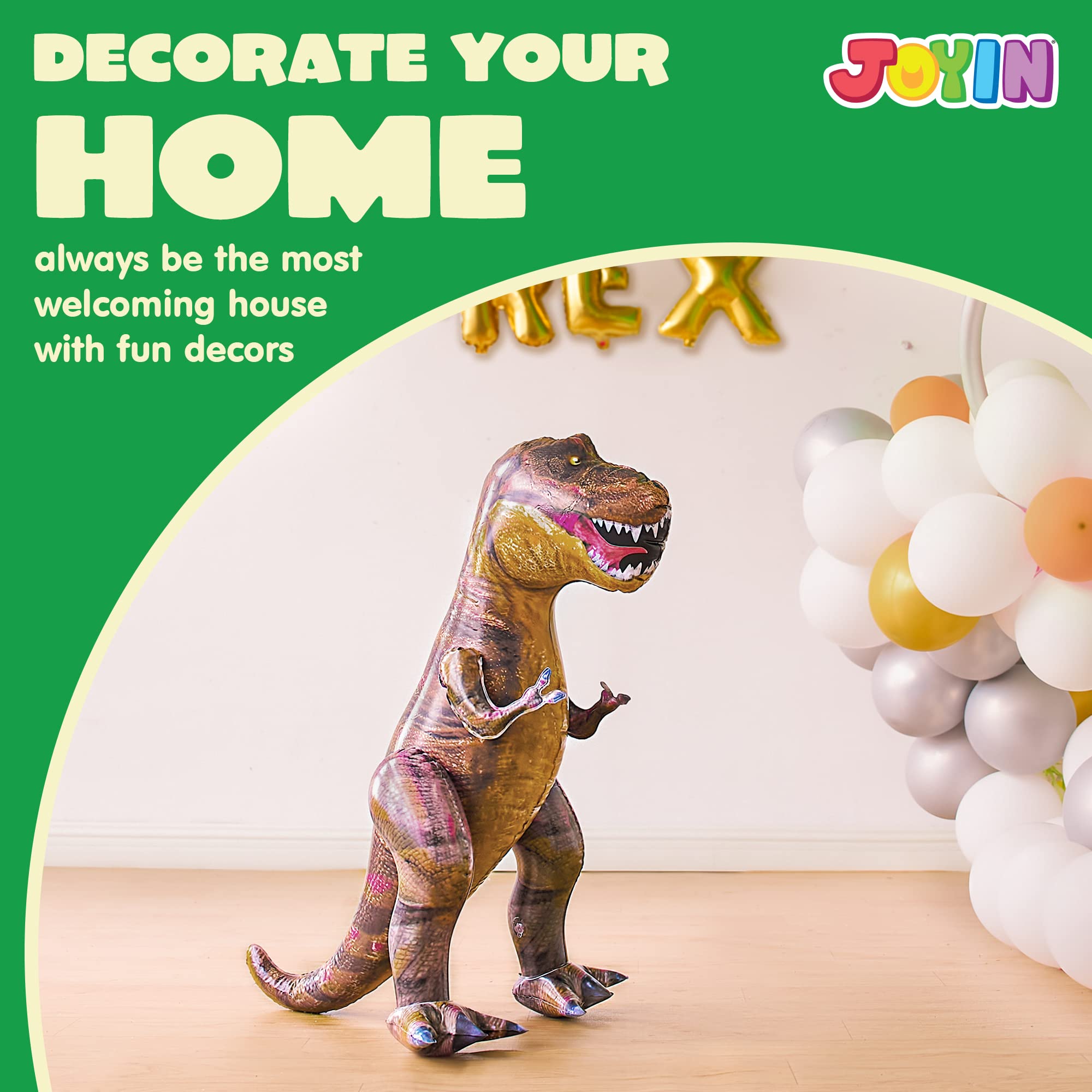 JOYIN T-Rex Dinosaur Inflatable, Tyrannosaurus Rex Inflatable Dinosaur Toy for Party Decorations, 30" Dinosaur Birthday Party Gift for Kids and Adults