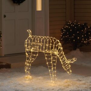 sylvania 3.5' twinkling led feeding deer, warm white