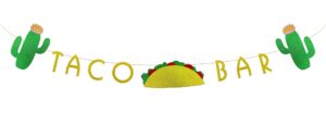 hakpuotr taco bar banner with cactus and taco, mexican theme birthday/baby shower/bridal shower/engagement, party decorations, fiesta themed party taco bar décor