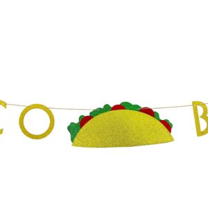 HAKPUOTR Taco Bar Banner with Cactus and Taco, Mexican Theme Birthday/Baby Shower/Bridal Shower/Engagement, Party Decorations, Fiesta Themed Party Taco Bar Décor