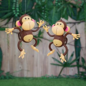 Inflatable Monkeys (4 Pack) 27 Inch Large Monkeys Inflatables For Jungle Decor, Safari Birthday Decorations, Kids Animal Party Supplies, Baby Shower Favors By 4E's Novelty