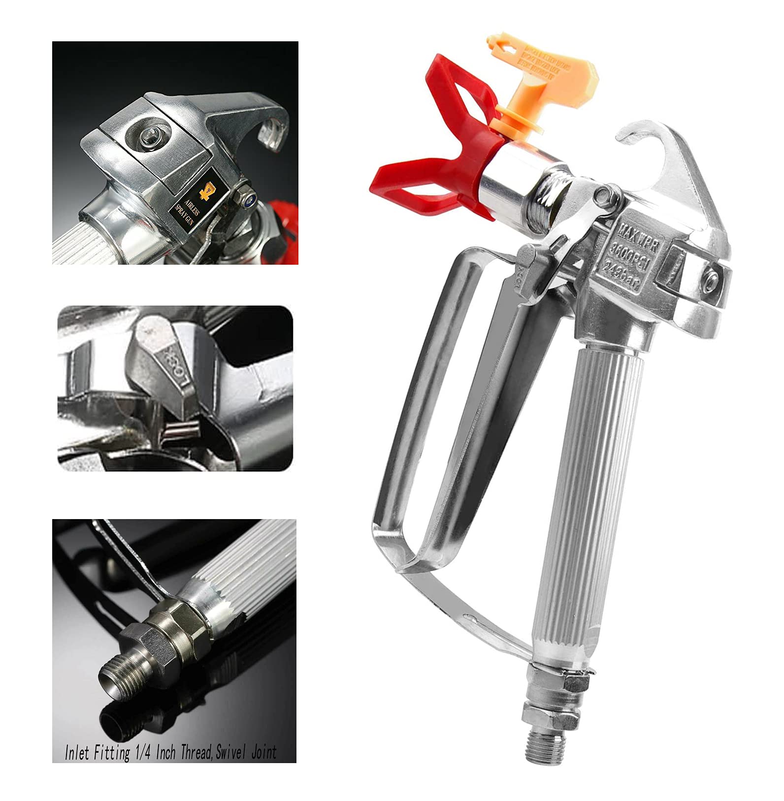 Tpaitlss Airless Paint Spray Gun，Airless Spray Gun with 517 Tip Fit Most airless Paint Sprayer