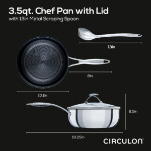 Circulon Clad Stainless Steel Chef Pan and Utensil Set with Hybrid SteelShield and Nonstick Technology