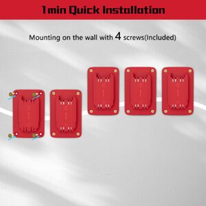 5 Packs Tool Holder Mount Compatible for Milwaukee m18 18v Tools ,Also Fit Compatible for dewalt 20V , 12V Drill Holder ,Hanger (Lot of 5，Red)