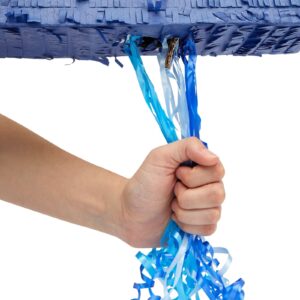 BLUE PANDA Number 5 Pinata - Pull String Pinata for Boys 5th Birthday Party Decorations, Ombre Blue (16.5 x 11.6 x 3 In)