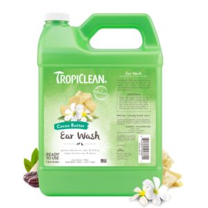 tropiclean cocoa butter ear wash for dogs & cats | alcohol free dog ear cleaner solution | pet ear wash derived from natural ingredients | made in the usa | 1 gallon