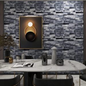 MS magic 17.7"×236" Vintage Gray Brick Wallpaper Self Adhesive Film Brick Peel and Stick Wallpaper Brick Faux Textured Wallpaper Stone Look Wallpaper