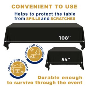 Sonluma 12 Pack 108" X 54" Black Premium Disposable Plastic Tablecloth for 8ft Long Rectangle Tables, Waterproof Covers for Indoor or Outdoor Events & Parties