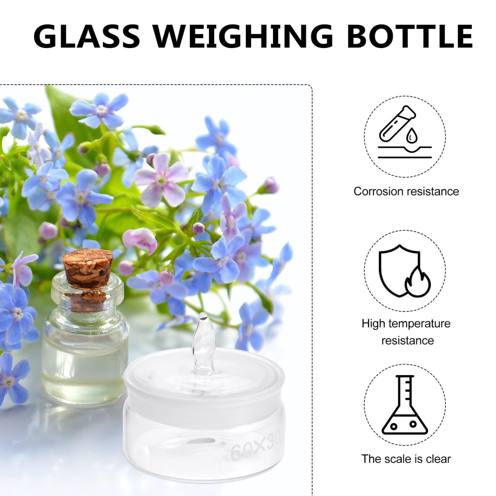 Scicalife Glass Weighing Bottle In Low Form with Interchangeable Ground Stopper Weighing Specific Gravity Bottle Laboratory Equipment 60 * 30mm