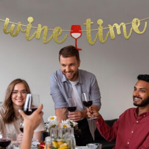 Glitter Wine Time Banner,Wine Tasting Party,Whisky and Wine Themed Birthday Party Decor