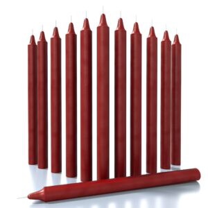 candwax bordeaux taper candles pack of 12 - straight candles 10 inch ideal as unscented candles, dinner candles and table candles - slow burning candles dripless - smokeless long candlesticks