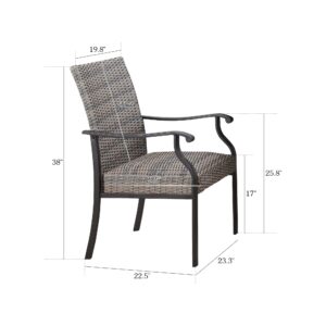 PATIO TREE 2 PCS Patio Dining Chairs Outdoor Quick Dry Foam Padded Rattan Chairs