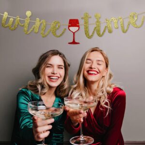 Glitter Wine Time Banner,Wine Tasting Party,Whisky and Wine Themed Birthday Party Decor