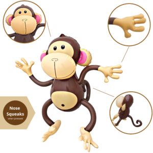 Inflatable Monkeys (4 Pack) 27 Inch Large Monkeys Inflatables For Jungle Decor, Safari Birthday Decorations, Kids Animal Party Supplies, Baby Shower Favors By 4E's Novelty