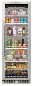 edgestar vbm131 24 inch wide 13.7 cu. ft. commercial beverage merchandiser with temperature alarm and reversible door - stainless steel