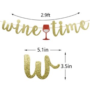 Glitter Wine Time Banner,Wine Tasting Party,Whisky and Wine Themed Birthday Party Decor