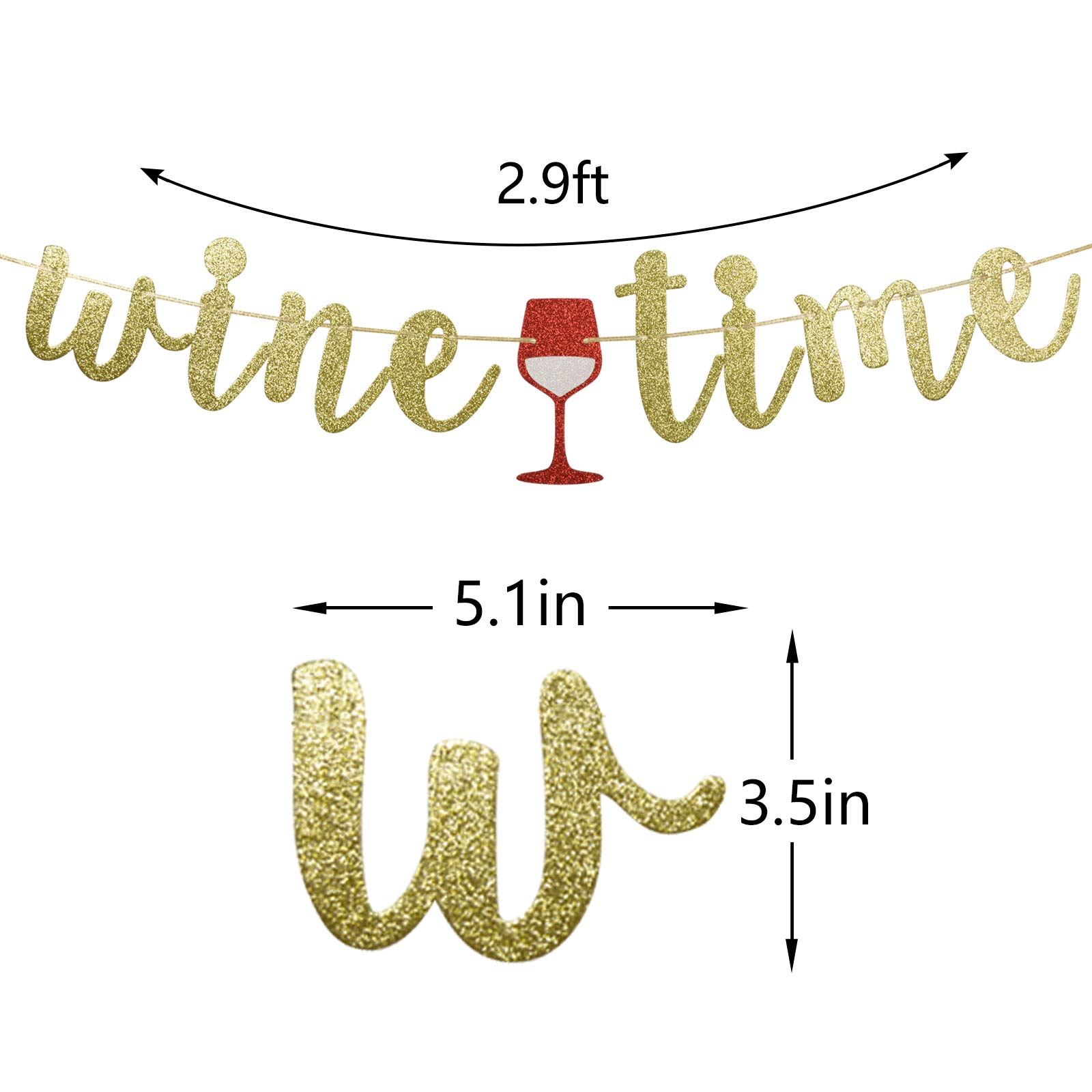 Glitter Wine Time Banner,Wine Tasting Party,Whisky and Wine Themed Birthday Party Decor