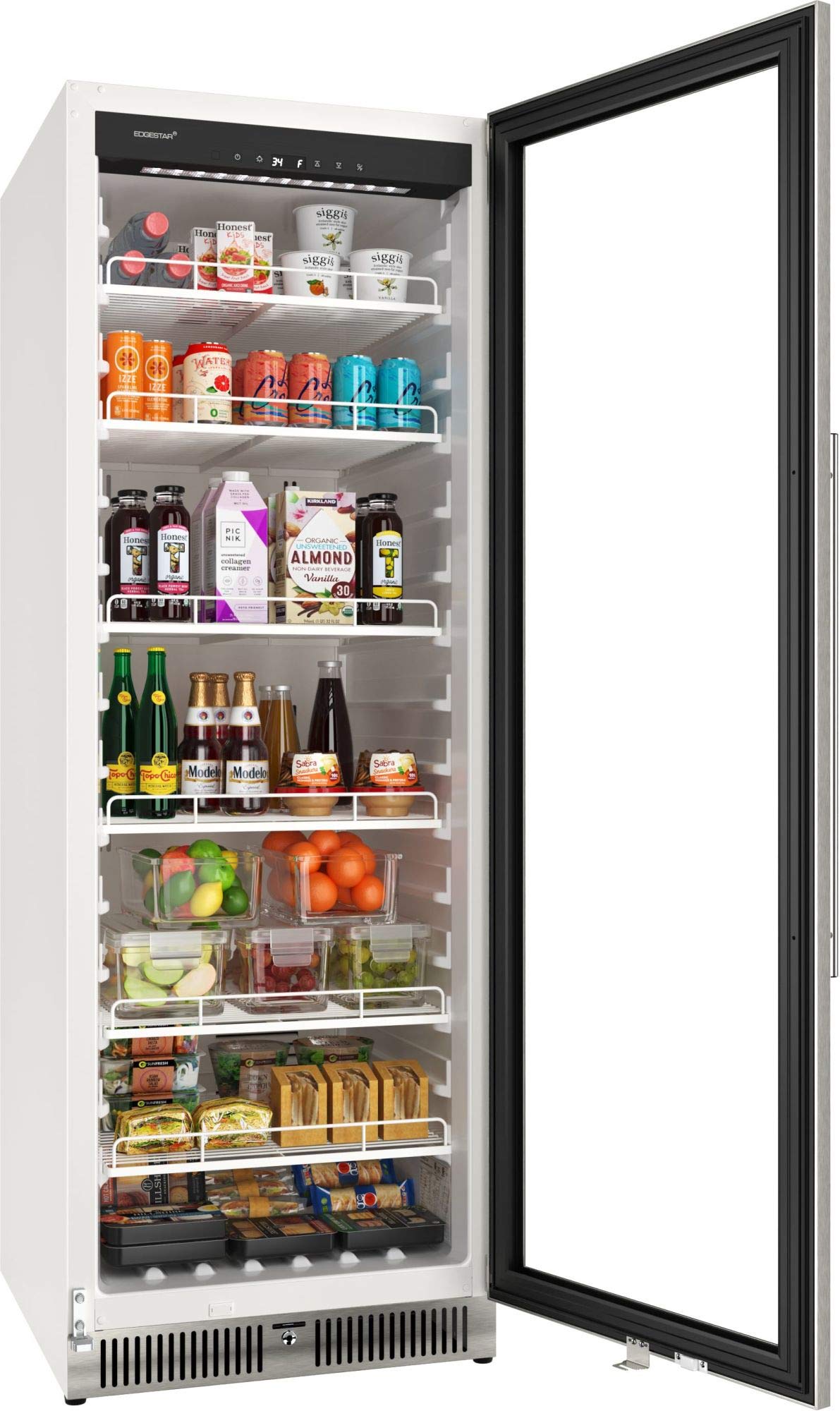 EdgeStar VBM131 24 Inch Wide 13.7 Cu. Ft. Commercial Beverage Merchandiser With Temperature Alarm and Reversible Door - Stainless Steel