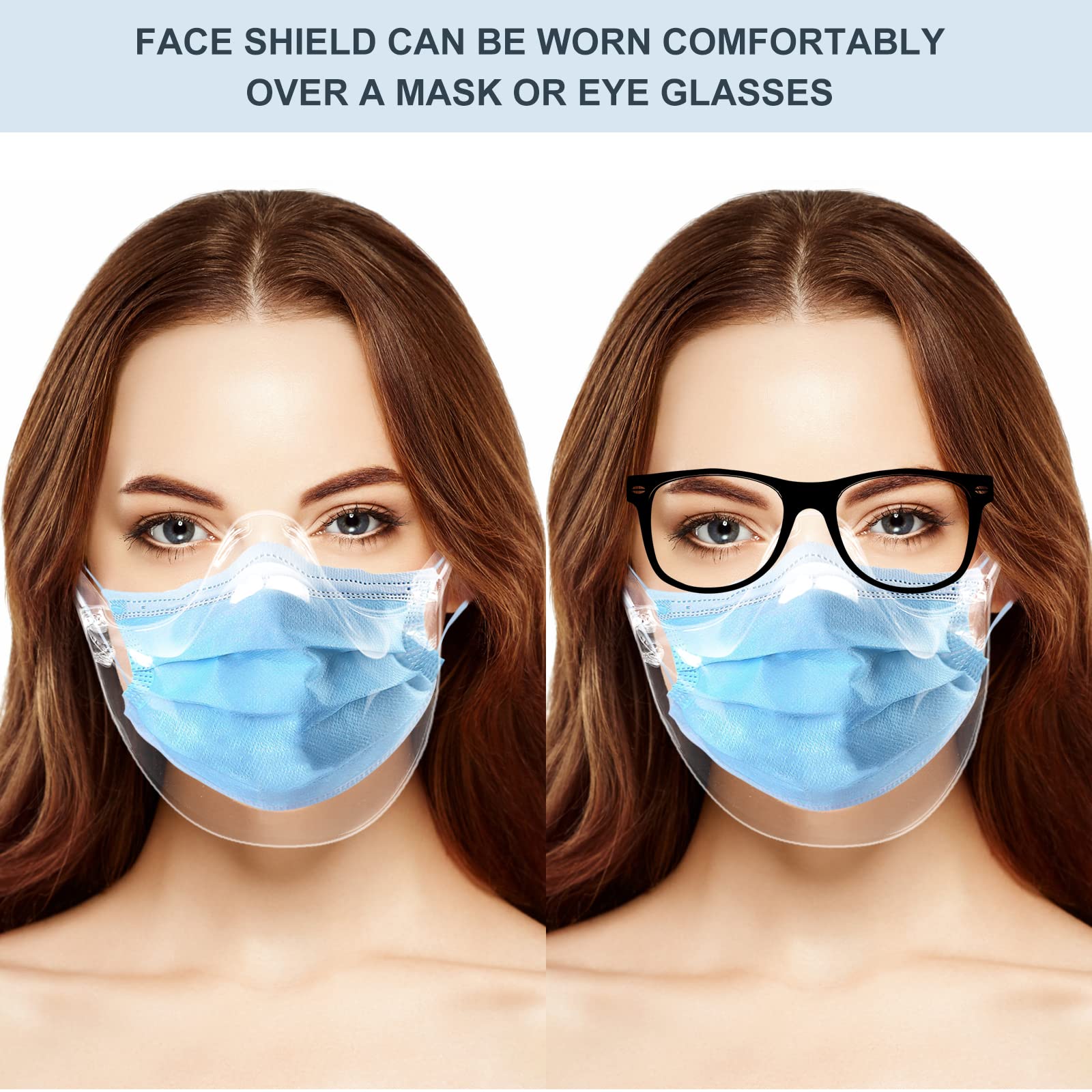 3PCS Transparent Face Shield, Lightweight Anti-Fog Protective Face Mask, Sturdy Breathable Visible Expression Face Mask, Plastic Reusable Washable Clear Face Shield for Men and Women